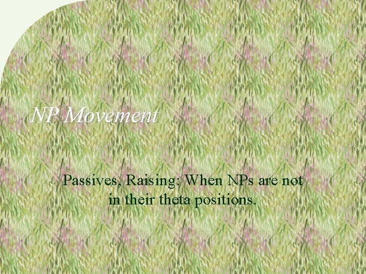 NP Movement Passives Raising When NPs are not