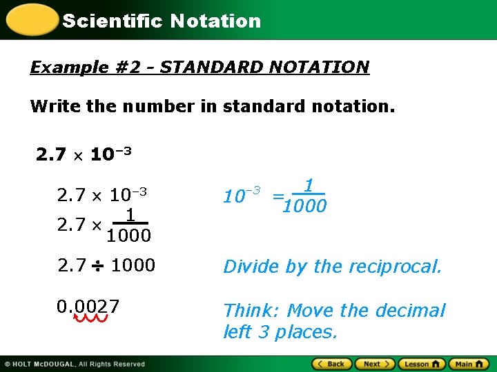 Scientific Notation Warm Up Problem of the Day