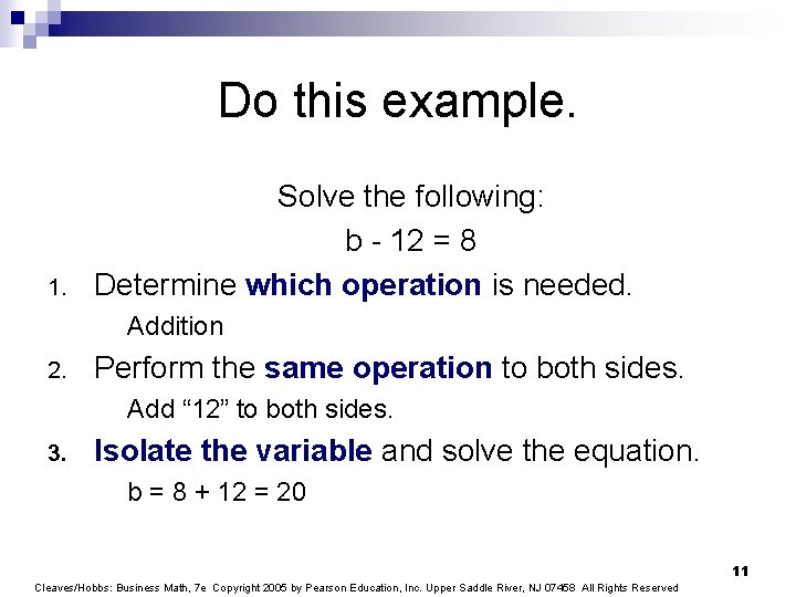 Business Math Chapter 5 Equations 1 5 1