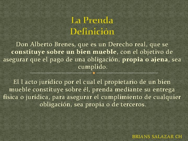 La Prenda Definicin Don Alberto Brenes que es