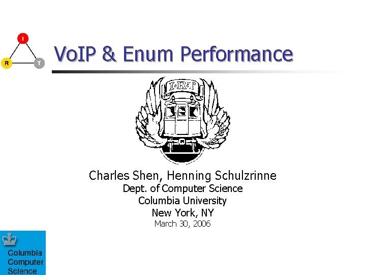 Vo IP Enum Performance Charles Shen Henning Schulzrinne