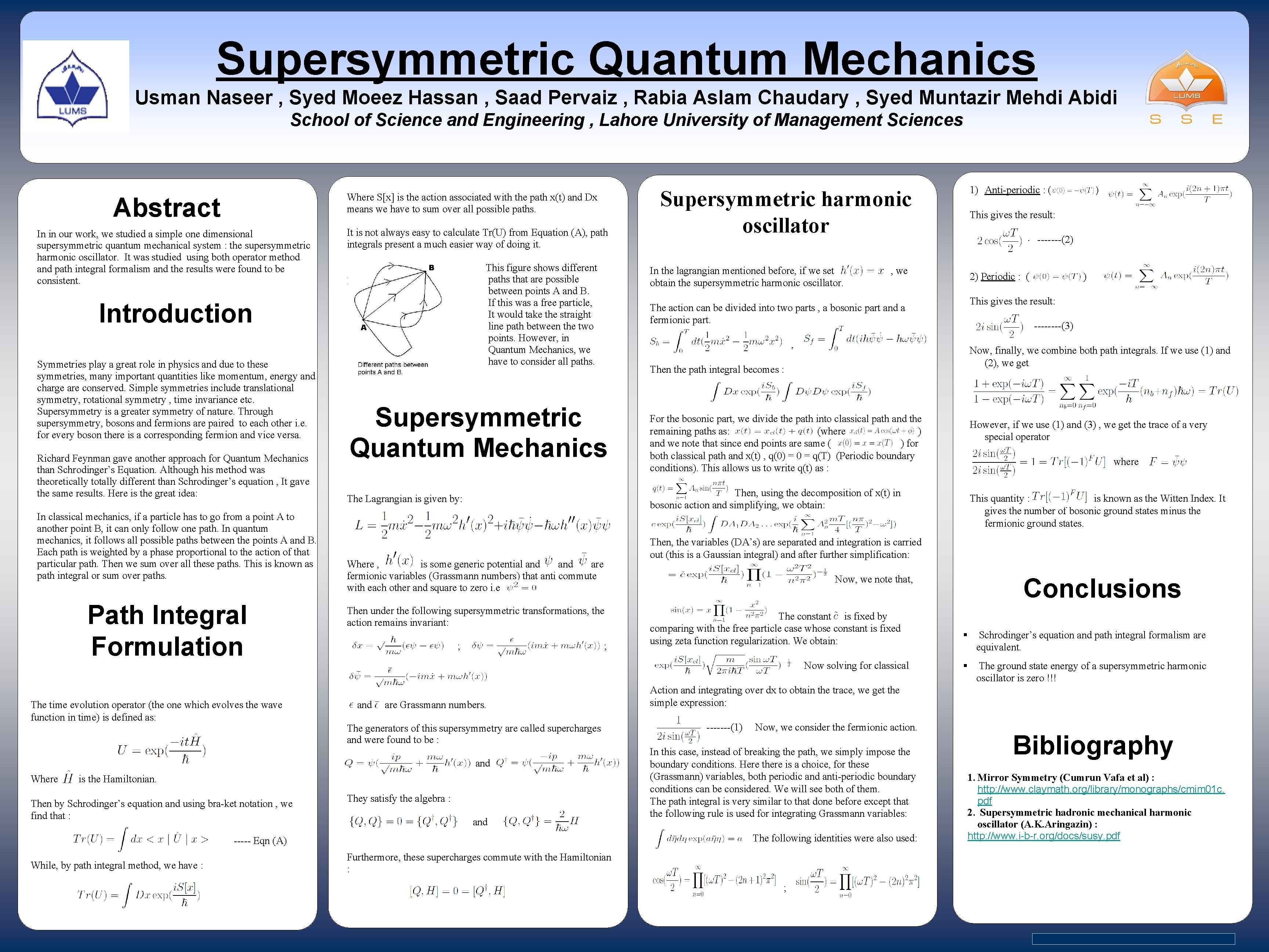 Supersymmetric Quantum Mechanics Usman Naseer Syed Moeez Hassan
