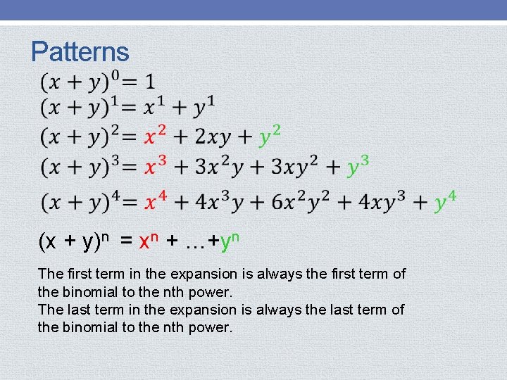 THE BINOMIAL THEOREM A quick and efficient way