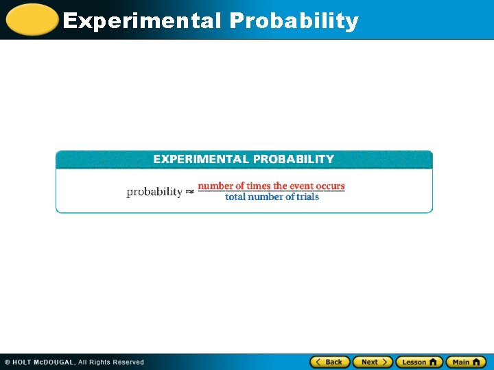 Experimental Probability Warm Up 1 A jar contains