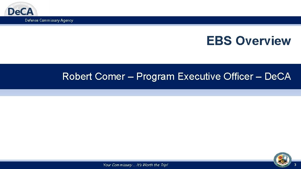 DEFENSE COMMISSARY AGENCY De CA EBS Update Store