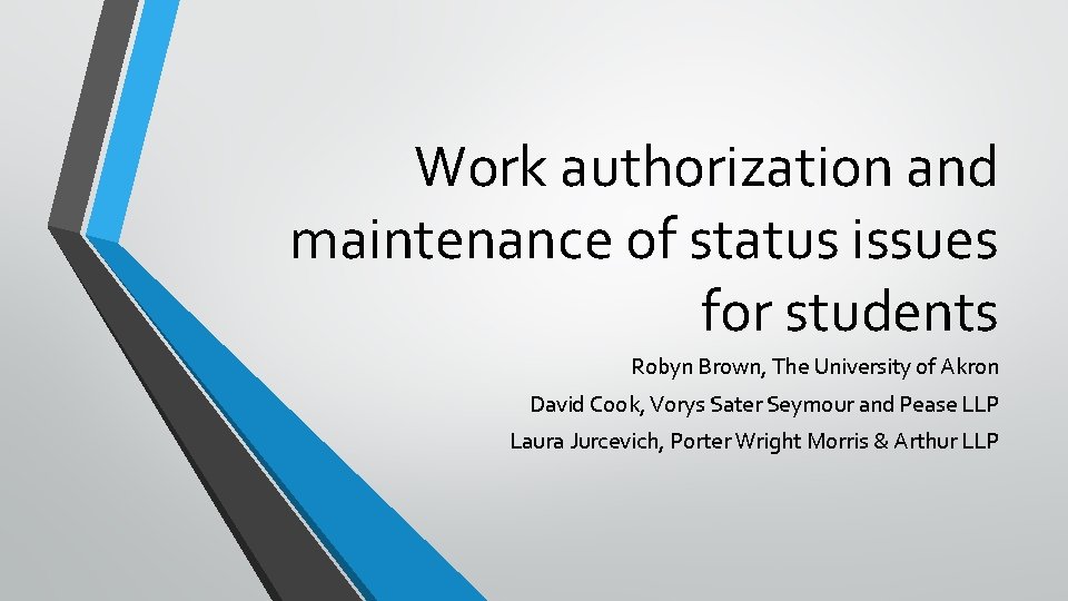 Work authorization and maintenance of status issues for
