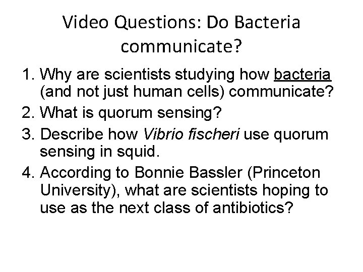 Cellular Communication Video Questions Do Bacteria communicate 1
