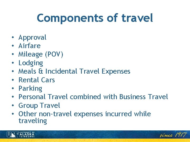 UAF Travel Presented by Geoff Jacobs UA Regulation