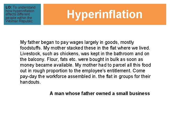 LO To understand how hyperinflation effects different people