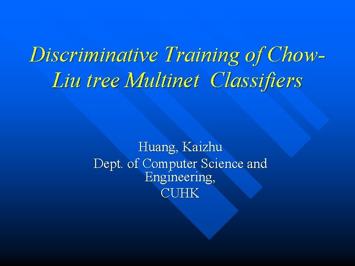 Discriminative Training of Chow Liu tree Multinet Classifiers