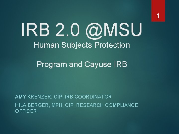 1 IRB 2 0 MSU Human Subjects Protection