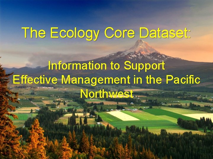 The Ecology Core Dataset Information to Support Effective