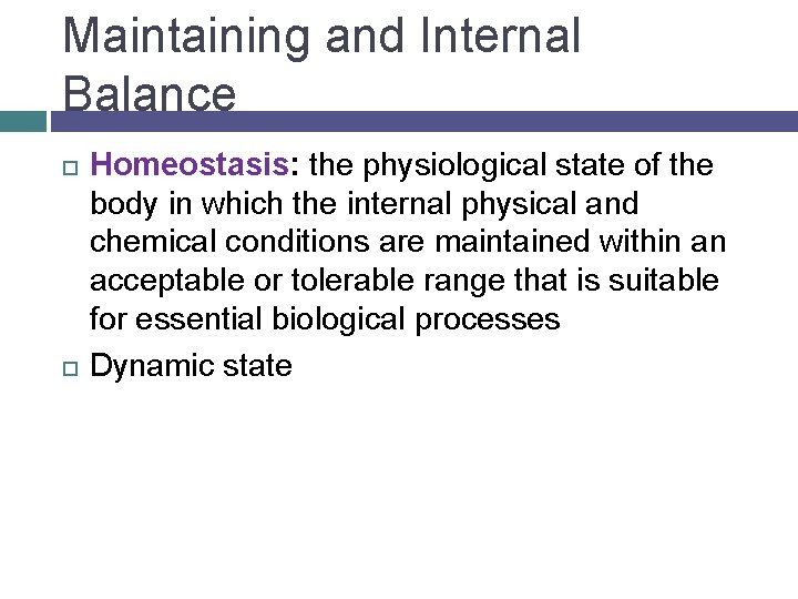HOMEOSTASIS MAINTAINING AN INTERNAL BALANCE SBI 4 U