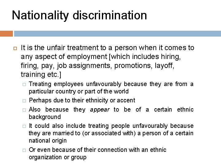 DISCRIMINATION IN THE WORKPLACE Team members Khalifa Al