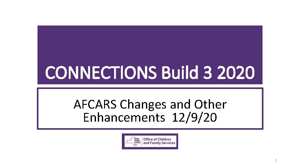 CONNECTIONS Build 3 2020 AFCARS Changes and Other