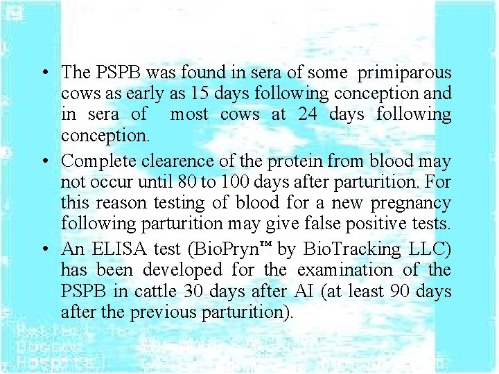 USE OF PREGNANCY SPECIFIC PROTEIN B TEST FOR