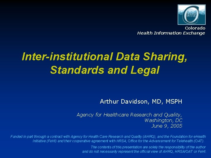 Colorado Health Information Exchange Interinstitutional Data Sharing ...