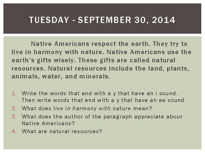 RELA MORNING WORK SEPTEMBER 29 OCTOBER 3 MONDAY