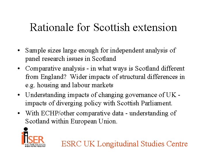 The British Household Panel Survey and its Scottish