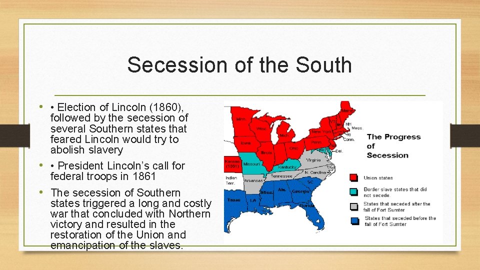 Causes of the Civil War SOL 7 a