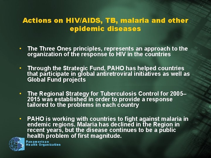 HEALTH SECURITY PUBLIC HEALTH THREATS AND RESPONSE Hemispheric
