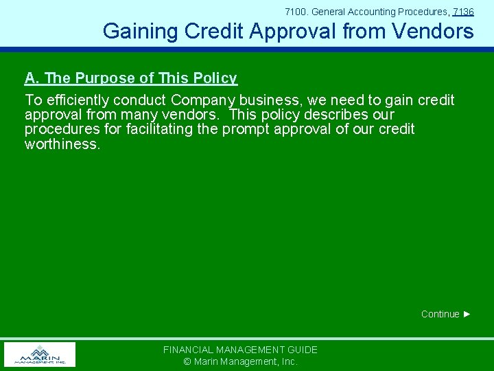 7100 General Accounting Procedures 7136 Gaining Credit Approval