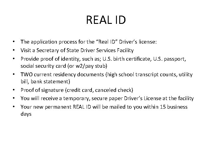 Chapter 1 Illinois Drivers License REAL ID The