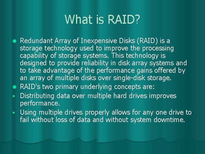The concept of RAID in Databases By Junaid