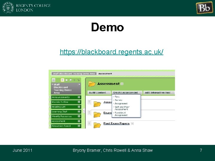 Introduction to Turnitin Bryony Bramer Virtual Learning Environment