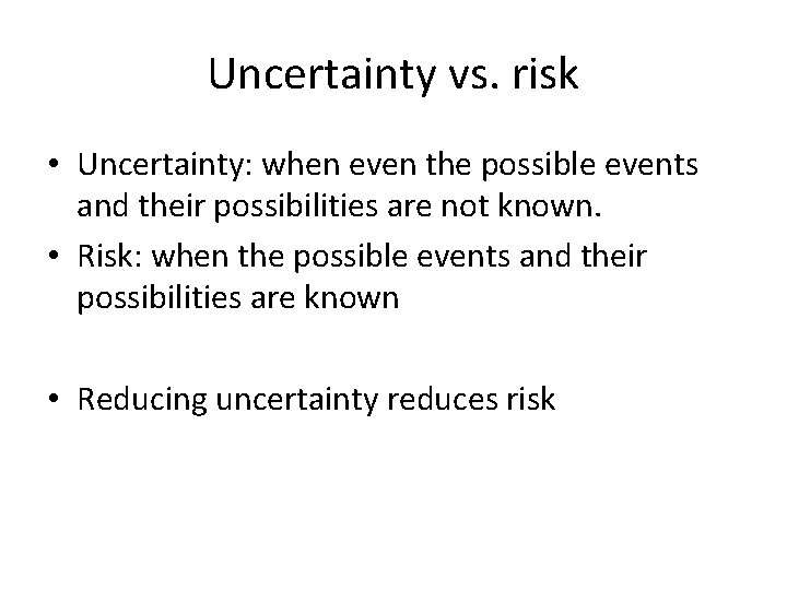 Risk management lecture Many definitions of risk General