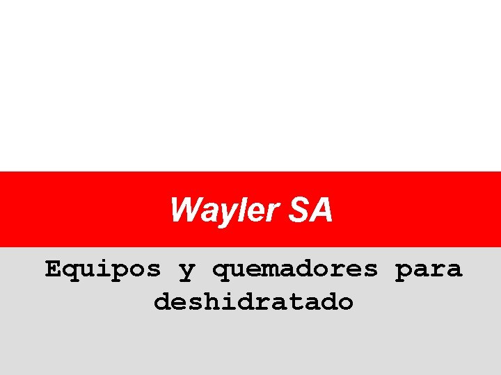 Wayler SA Equipos y quemadores para deshidratado Wayler