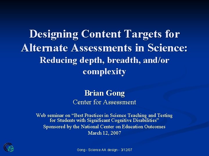 Designing Content Targets for Alternate Assessments in Science