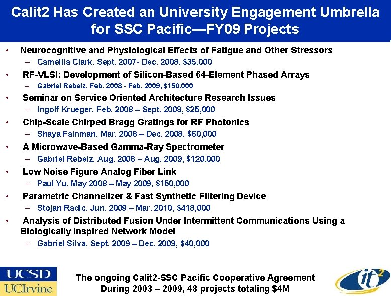 Calit 2 Partnering to Invent the Ubiquitous Future