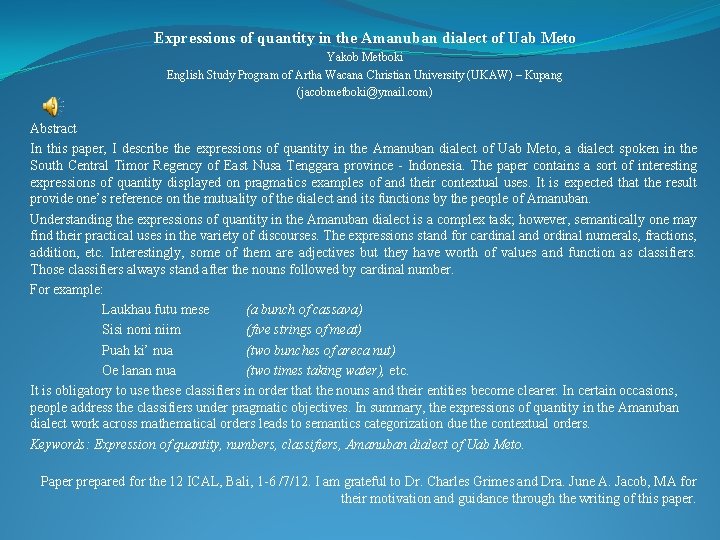 Expressions of quantity in the Amanuban dialect of