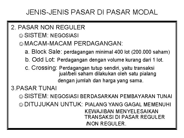 JENISJENIS PASAR DI PASAR MODAL PASAR PERDANA PRIMER