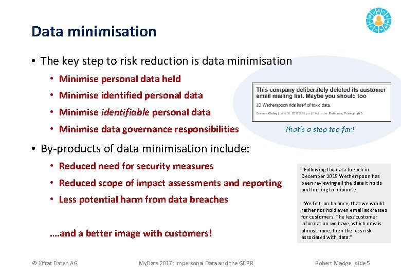 Impersonal Data and the GDPR Minimising Business Risk