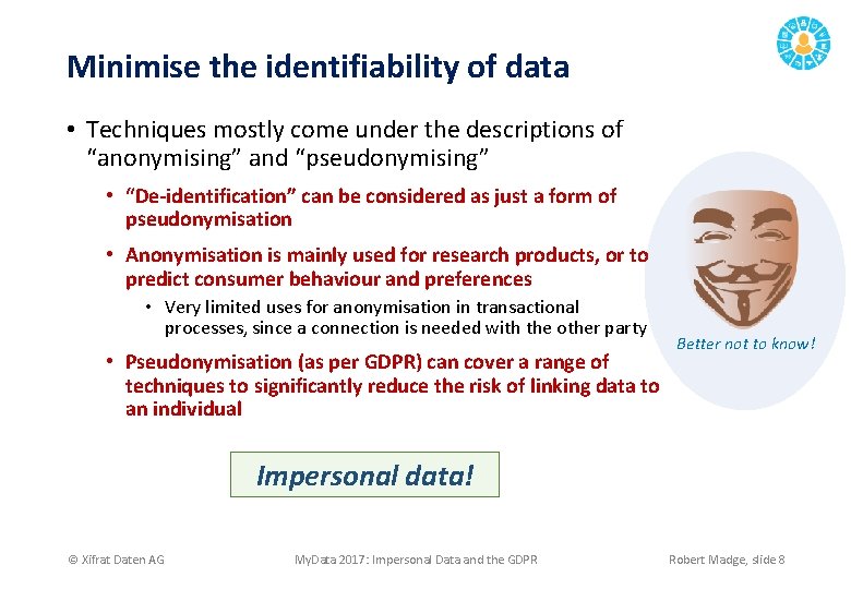 Impersonal Data and the GDPR Minimising Business Risk