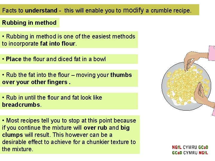 Design a fruit crumble task CUT CHOP SLICE