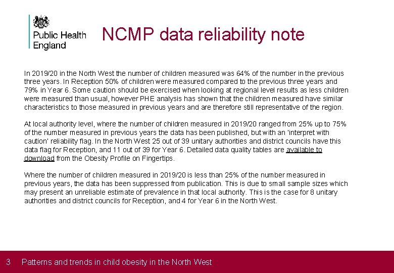 Patterns and trends in child obesity in the