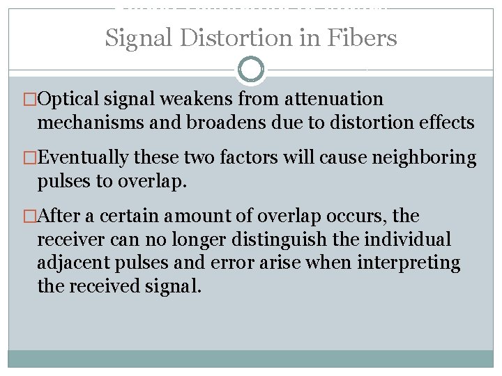 CHAPTER 4 LOSSES IN FIBER OPTIC SYSTEM Signal