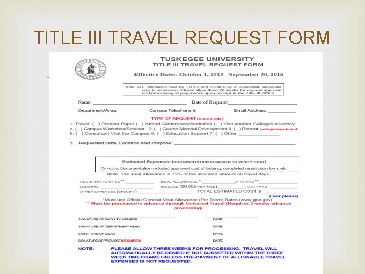 Faculty Development Travel RequestODEOL Title III Part B