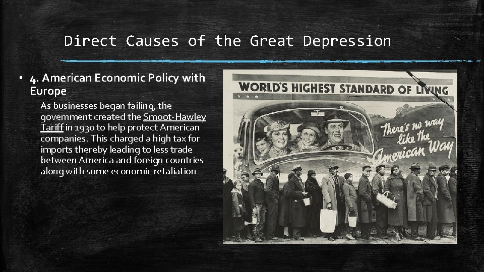 Causes of the Great Depression Unit 4 Objective