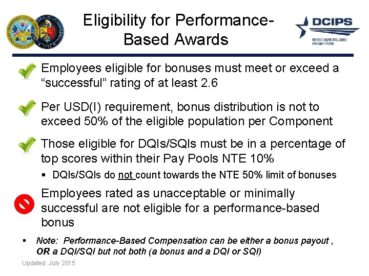 PerformanceBased Compensation Program Overview Army DCIPS Updated July