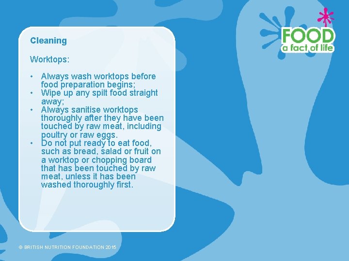 Food hygiene BRITISH NUTRITION FOUNDATION 2015 Learning objectives