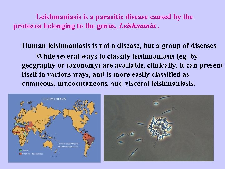 Leishmaniasis is a parasitic disease caused by the