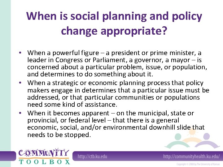 Social Planning and Policy Change What do we