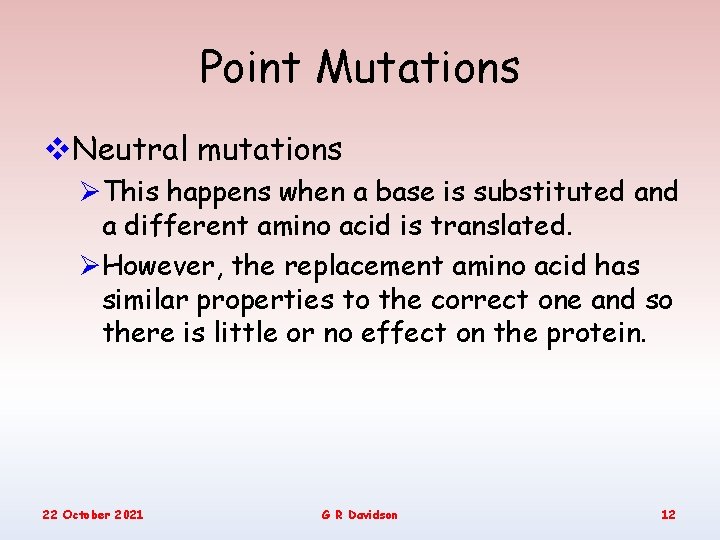 Higher Biology Mutations Da R G r M