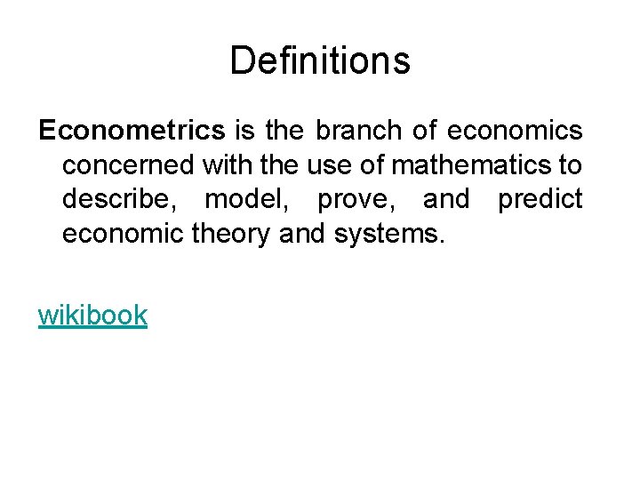 Econometrics Degree of Business Administration and Management 1