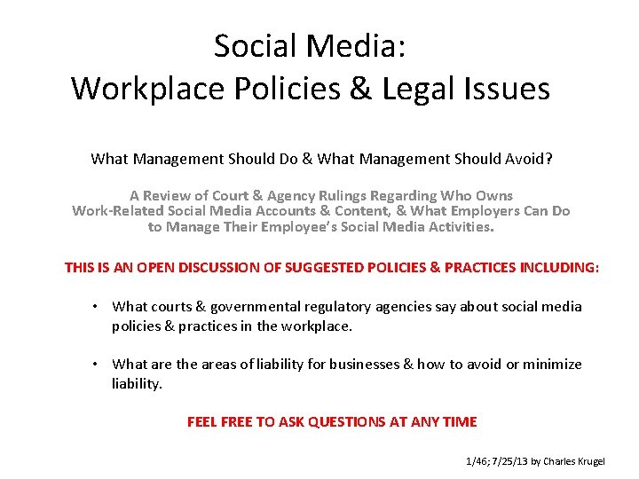 Social Media Workplace Policies Legal Issues What Management