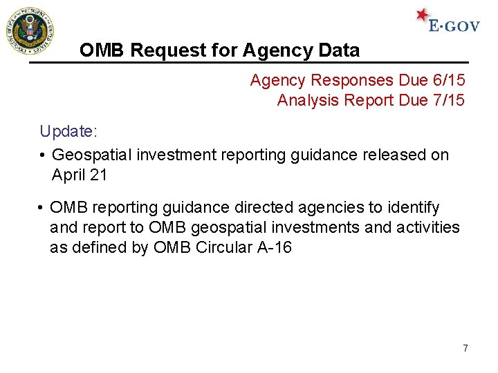 Geospatial Line of Business Update FGDC Steering Committee